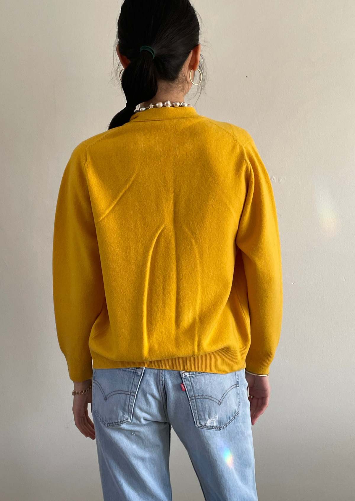 Vintage 1950s HAWICO lambswool mustard yellow grandpa cardigan sweater ...