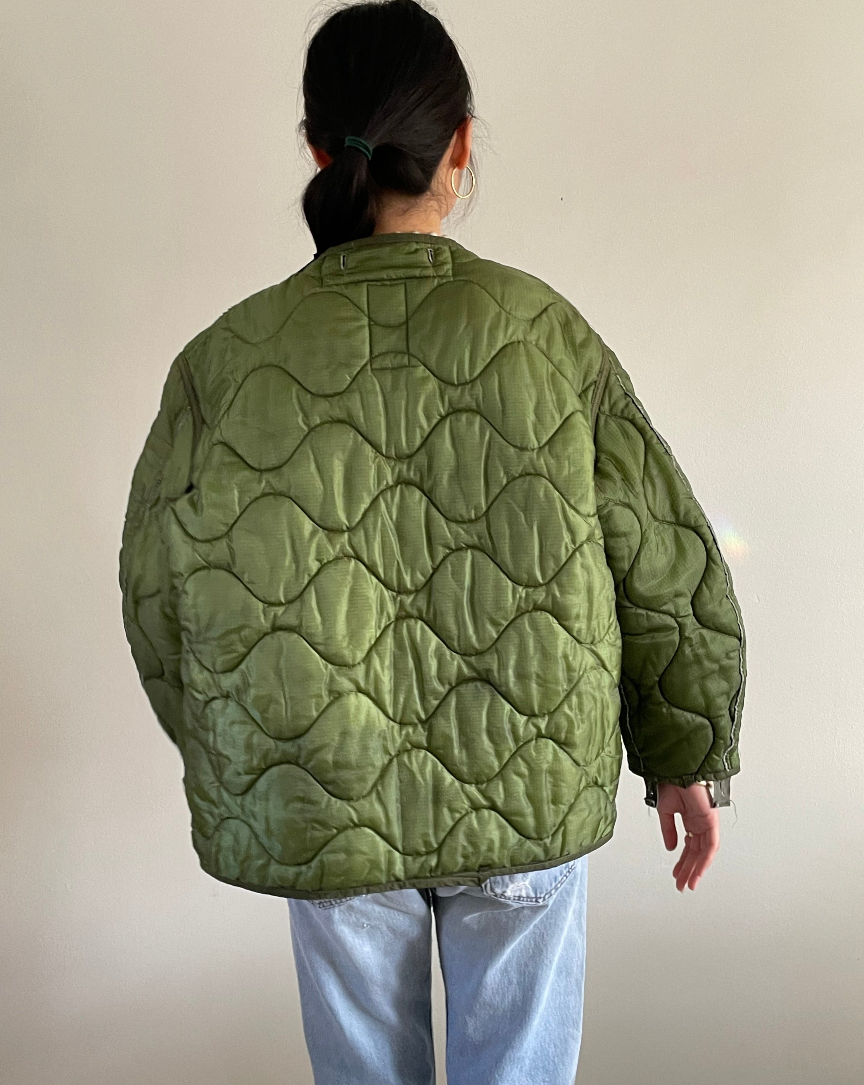 Vintage quilted liner moss green jacket | Garmentory