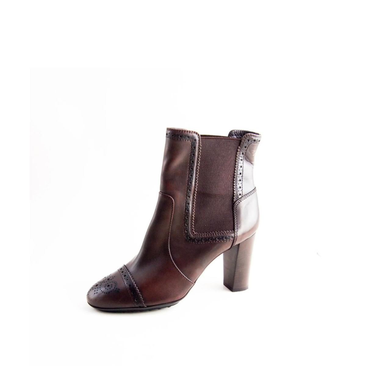 TOD's Leather Chelsea High Heel Booties - Brown Burgundy | Garmentory