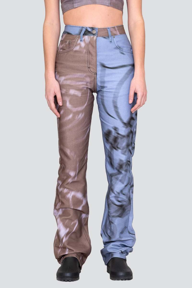 SERAPIS Split Drawings Denim Pants - Blue/Beige | Garmentory SERAPIS Split Drawings Denim Pants - Blue/Beige | Garmentory