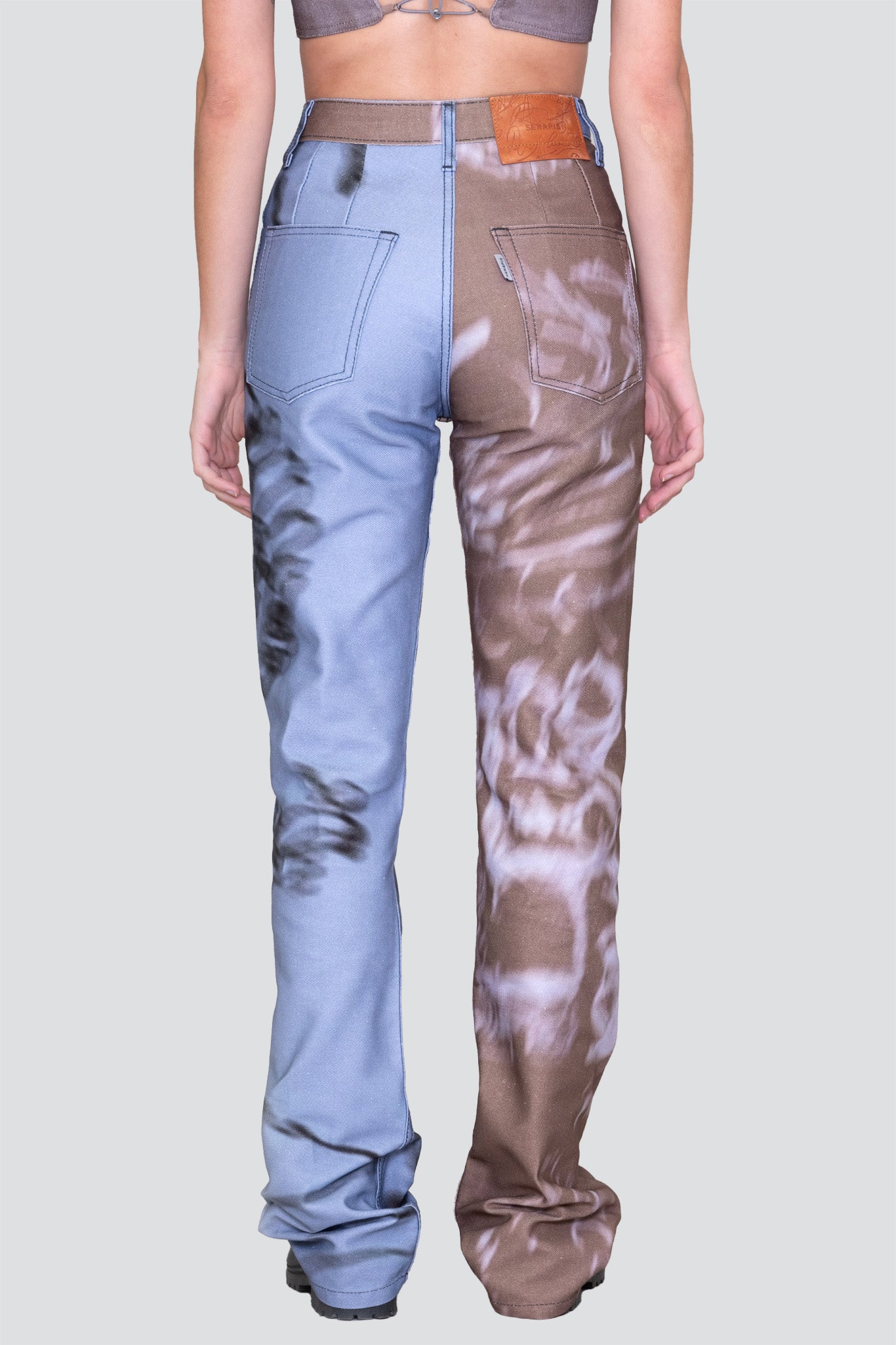 SERAPIS Split Drawings Denim Pants - Blue/Beige | Garmentory