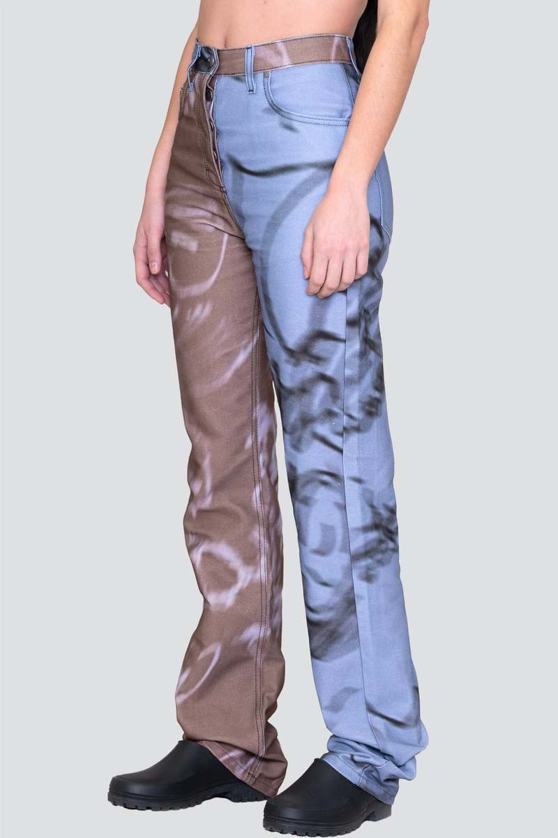 SERAPIS Split Drawings Denim Pants - Blue/Beige | Garmentory SERAPIS Split Drawings Denim Pants - Blue/Beige | Garmentory