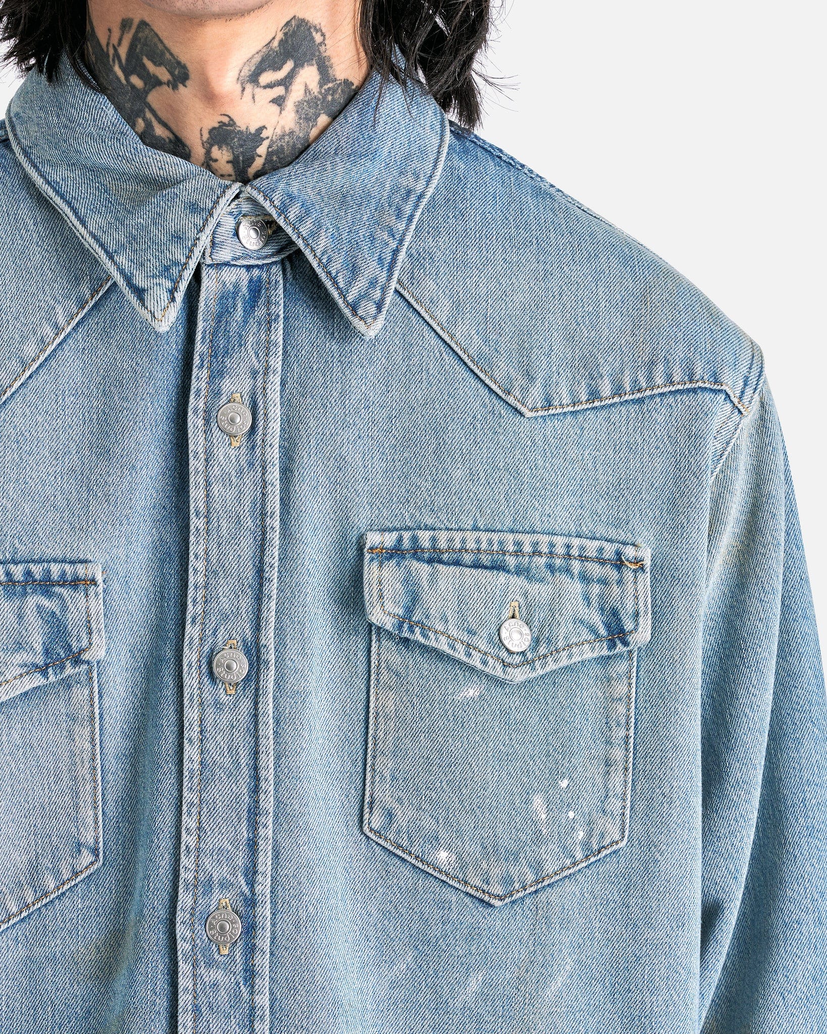 Acne Studios Press Stud Denim Shirt - Light Blue | Garmentory