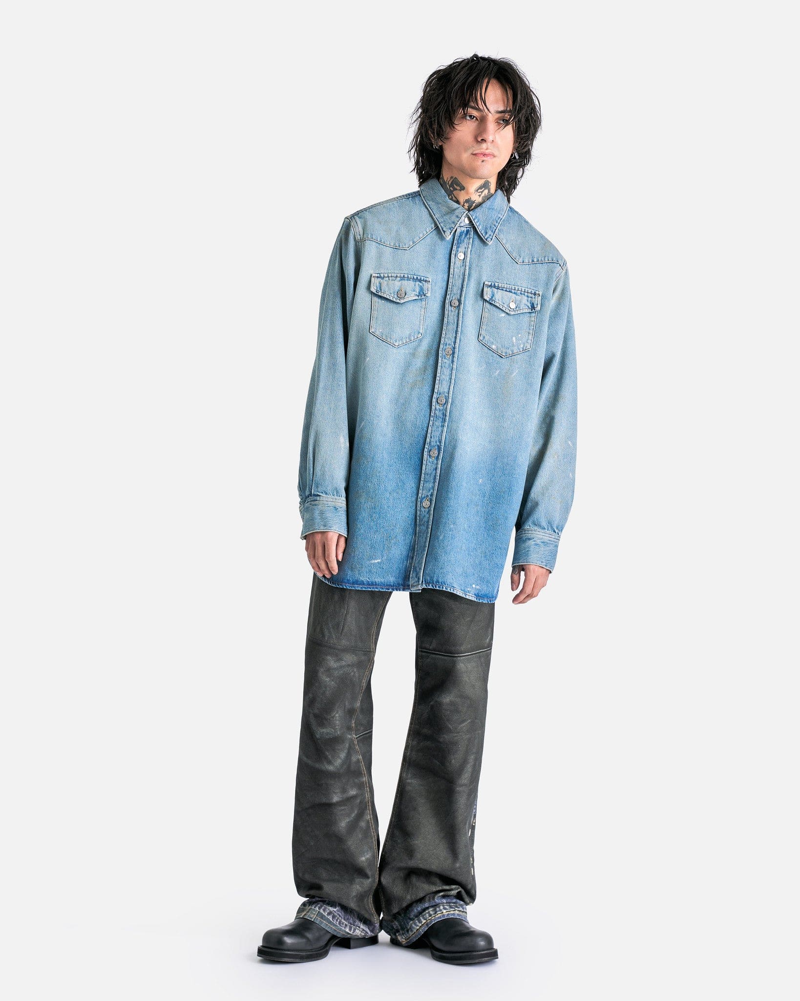 Acne Studios Press Stud Denim Shirt - Light Blue | Garmentory