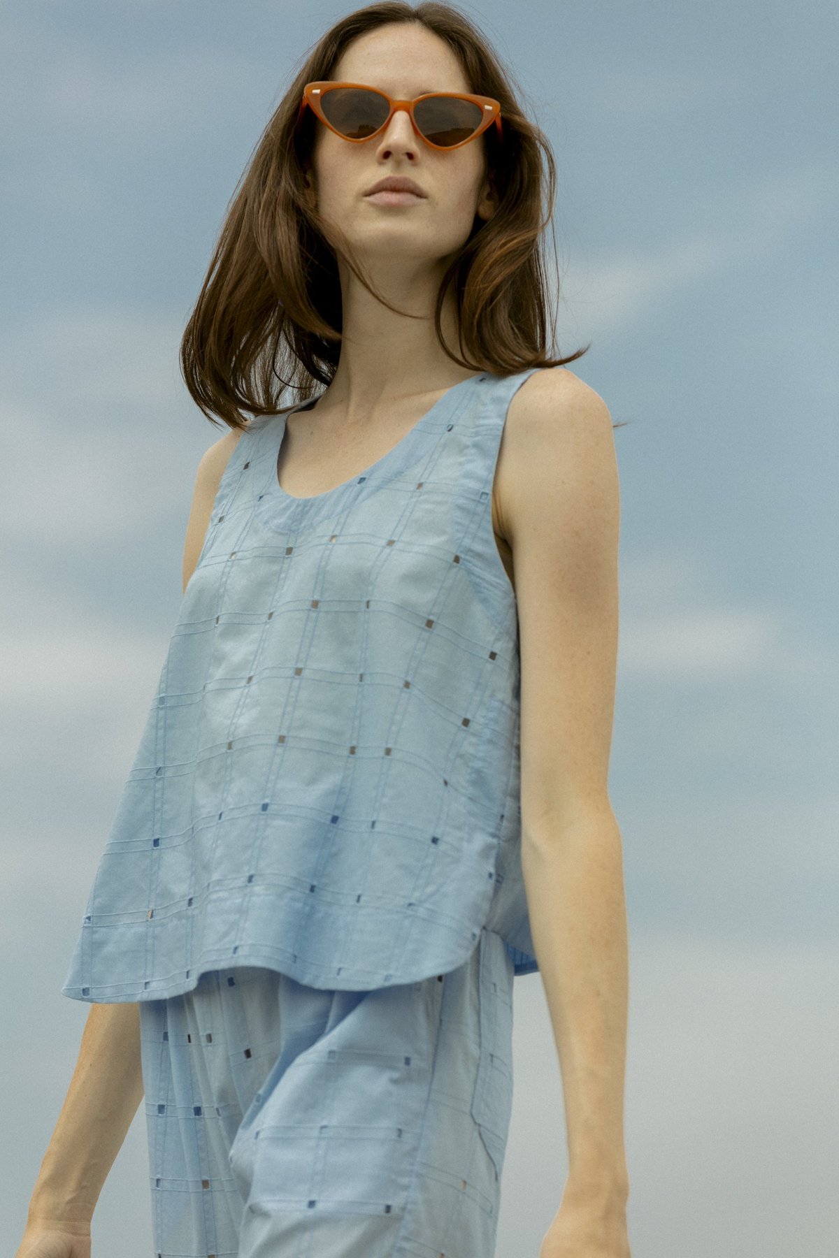 Carleen Scallop Tank - Blue Window Eyelet | Garmentory