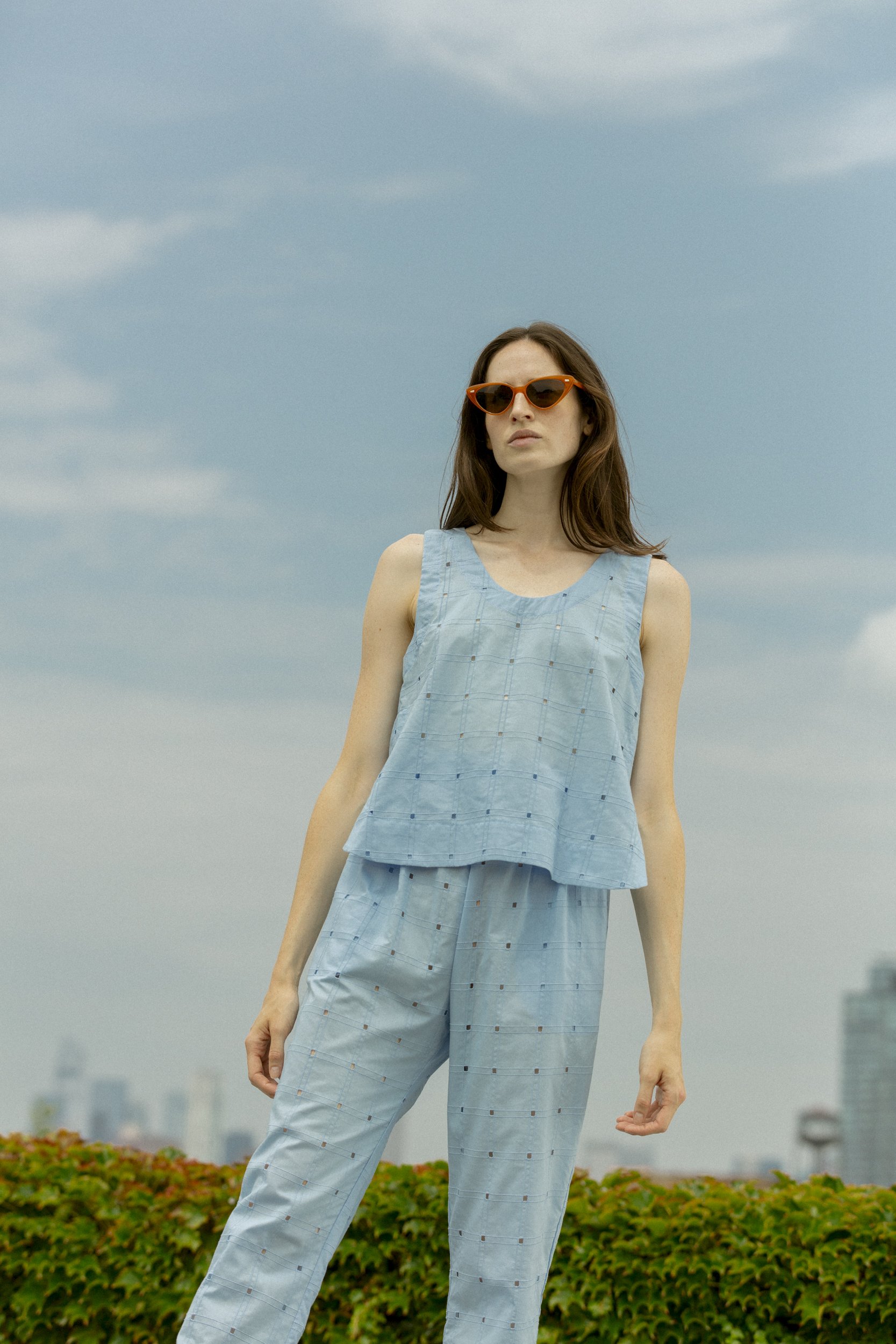 Carleen Scallop Tank - Blue Window Eyelet | Garmentory