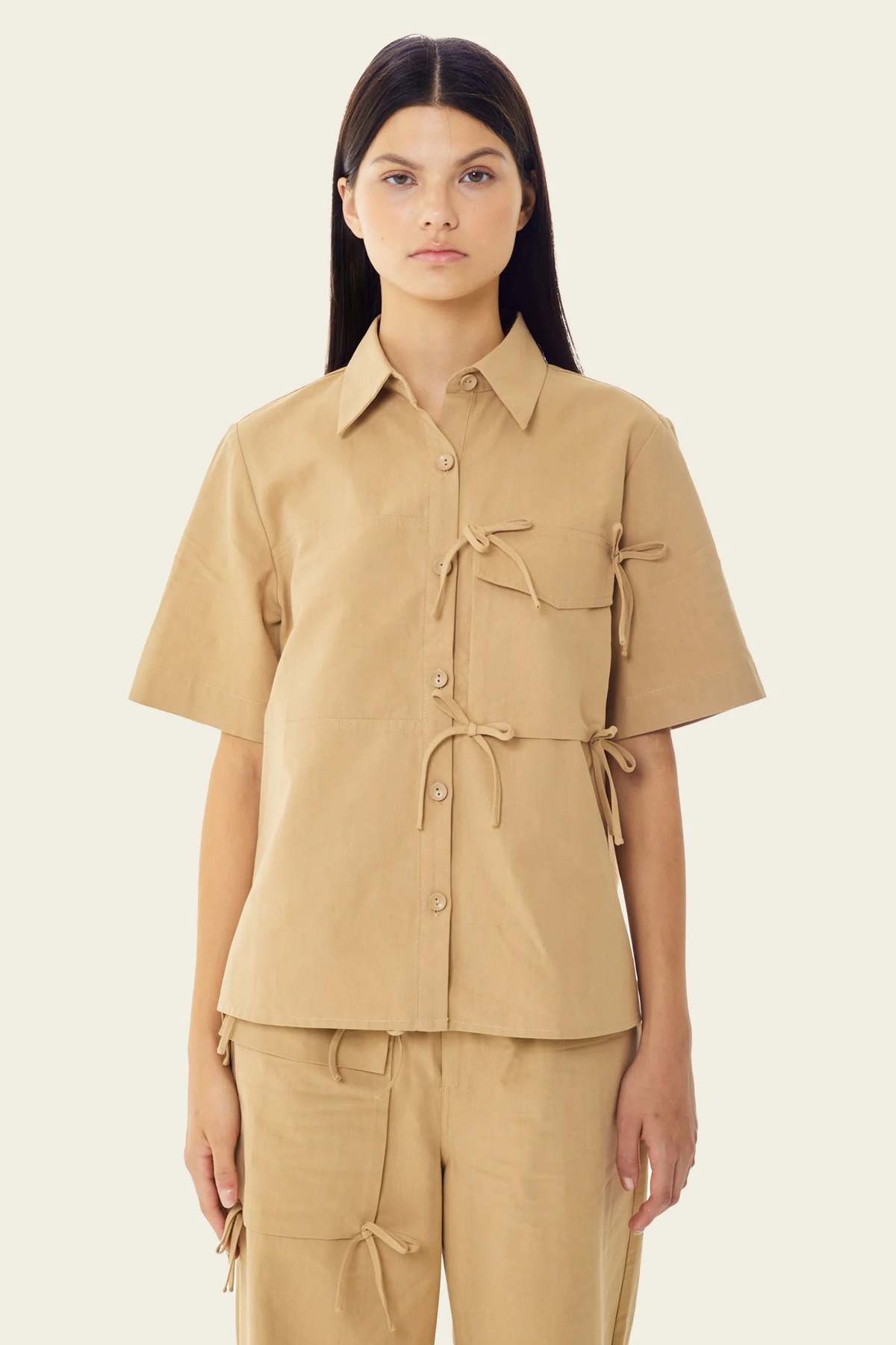 Find Me Now CARGO BOW BUTTON DOWN TOP - NOMAD | Garmentory