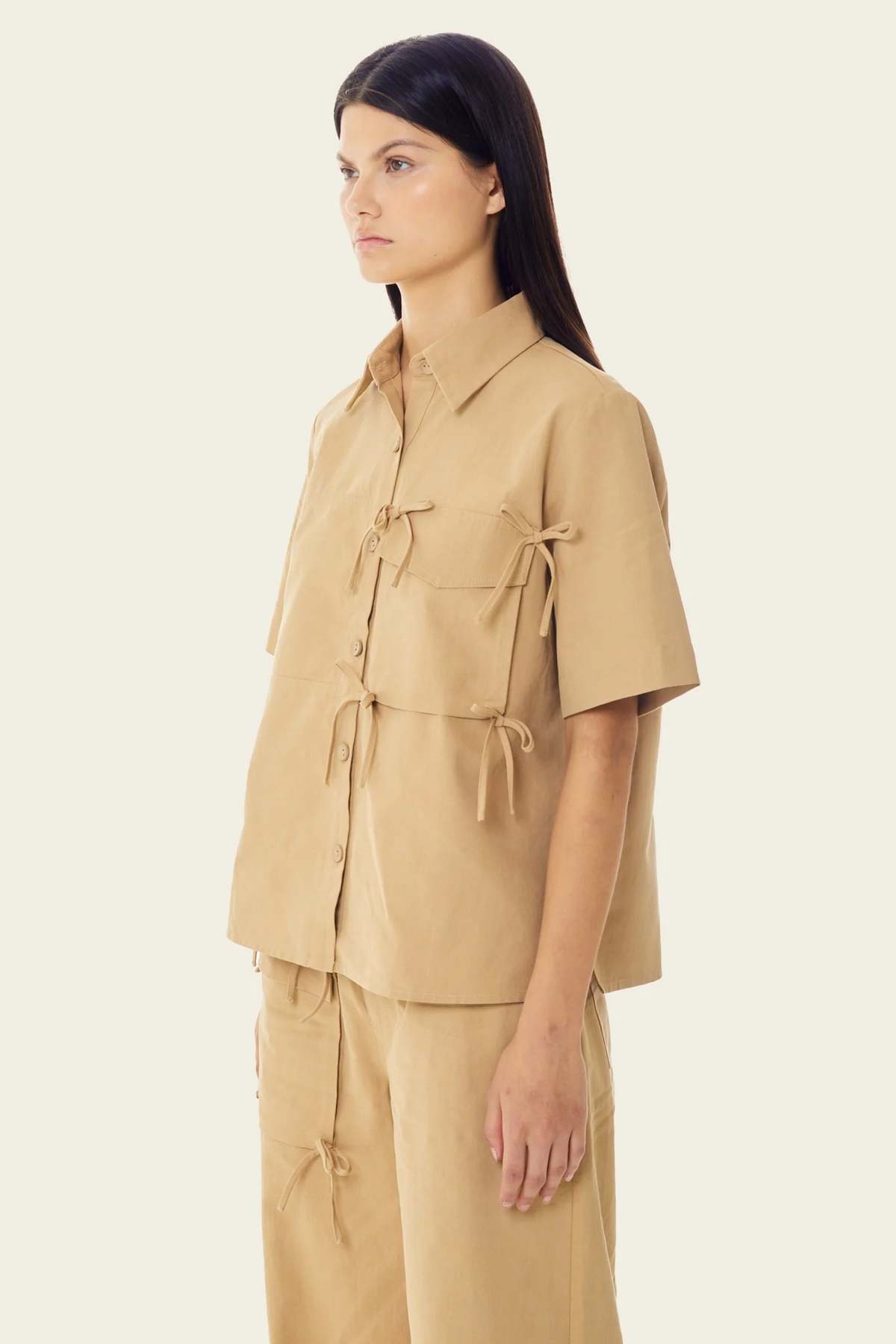 Find Me Now CARGO BOW BUTTON DOWN TOP - NOMAD | Garmentory