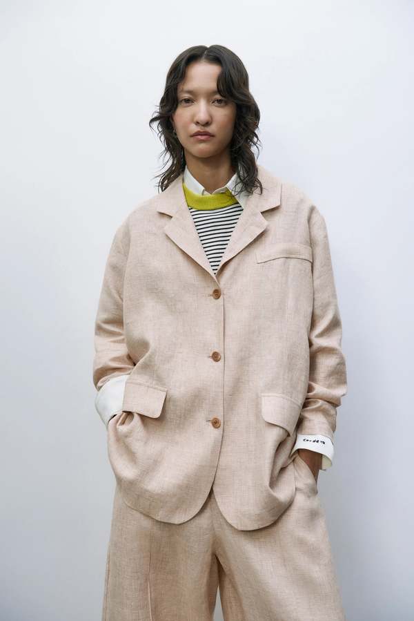 Cordera Oversized Linen Blazer - Melange | Garmentory