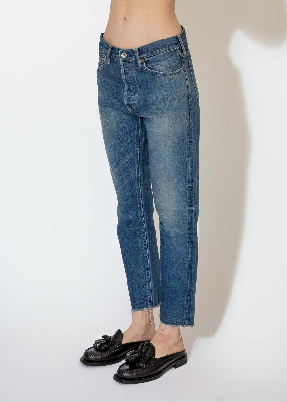 Chimala Selvedge Denim Used Ankle Cut denim - Medium Distress | Garmentory