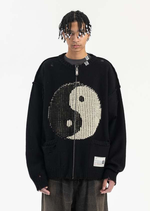 Mihara Yasuhiro INSIDE OUT KNIT CARDIGAN - BLACK | Garmentory