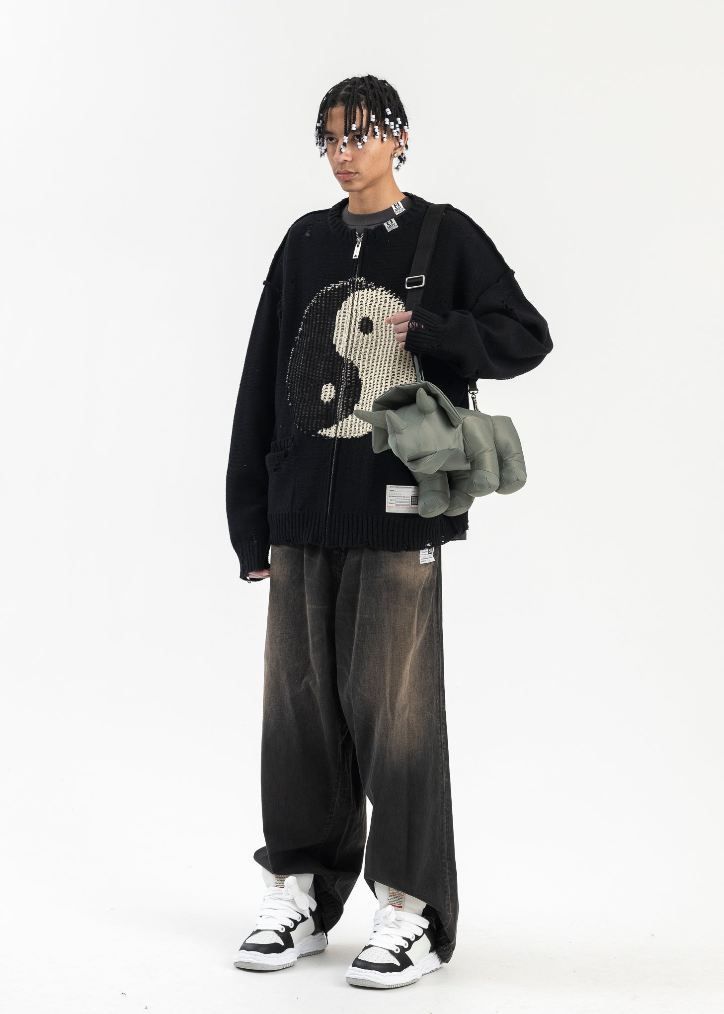 Mihara Yasuhiro INSIDE OUT KNIT CARDIGAN - BLACK | Garmentory