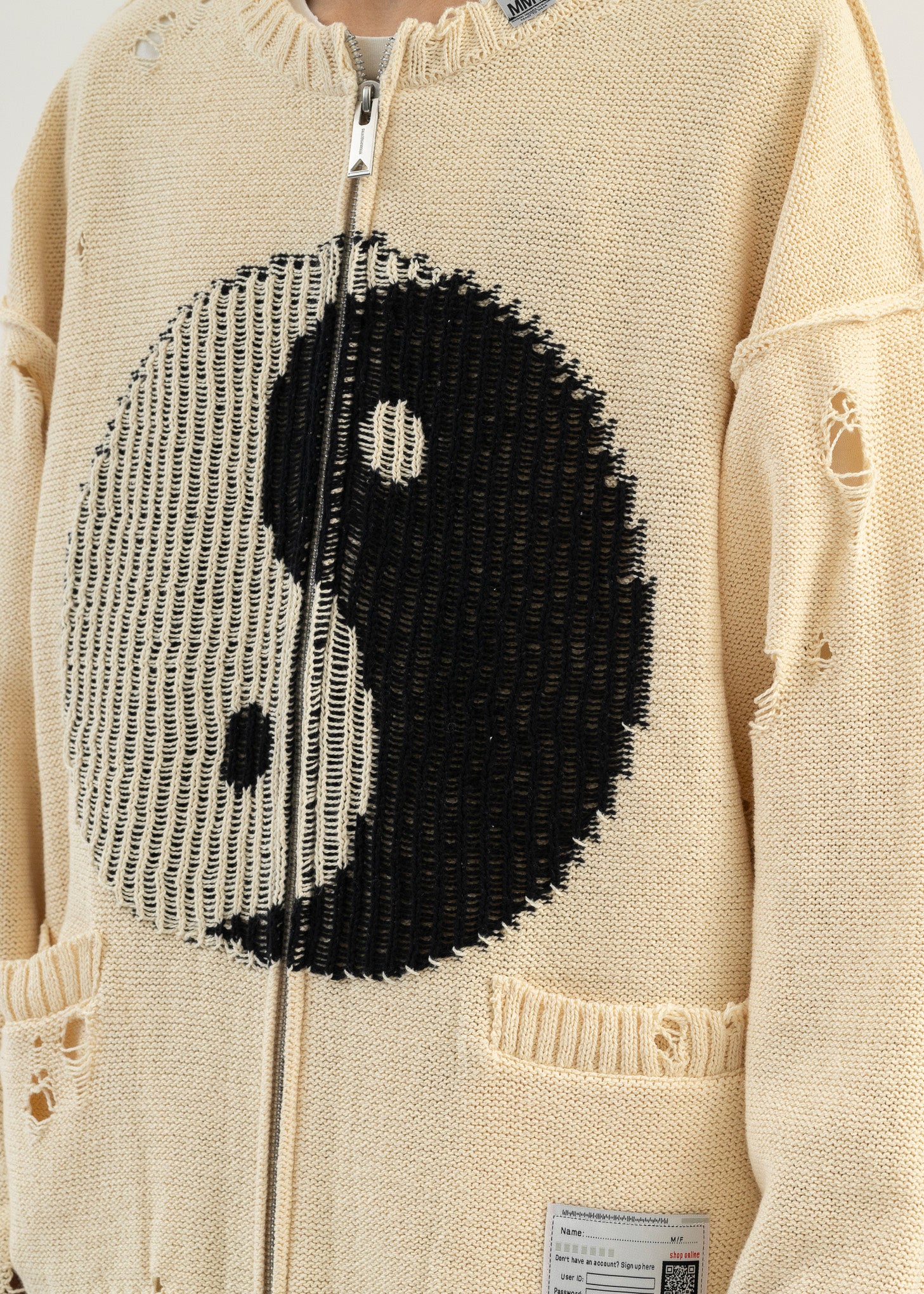 Mihara Yasuhiro INSIDE OUT KNIT CARDIGAN - WHITE | Garmentory