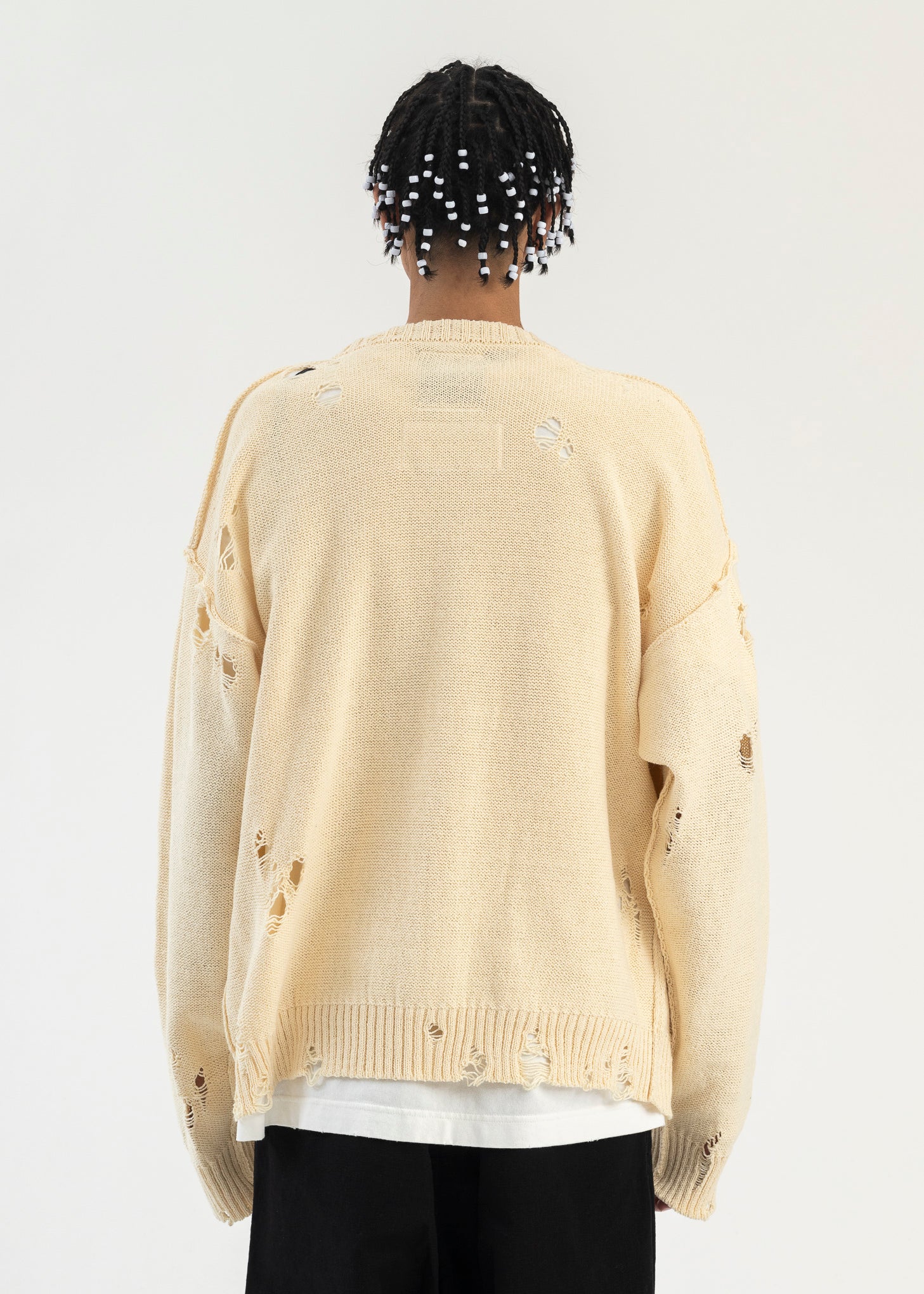 Mihara Yasuhiro INSIDE OUT KNIT CARDIGAN - WHITE | Garmentory