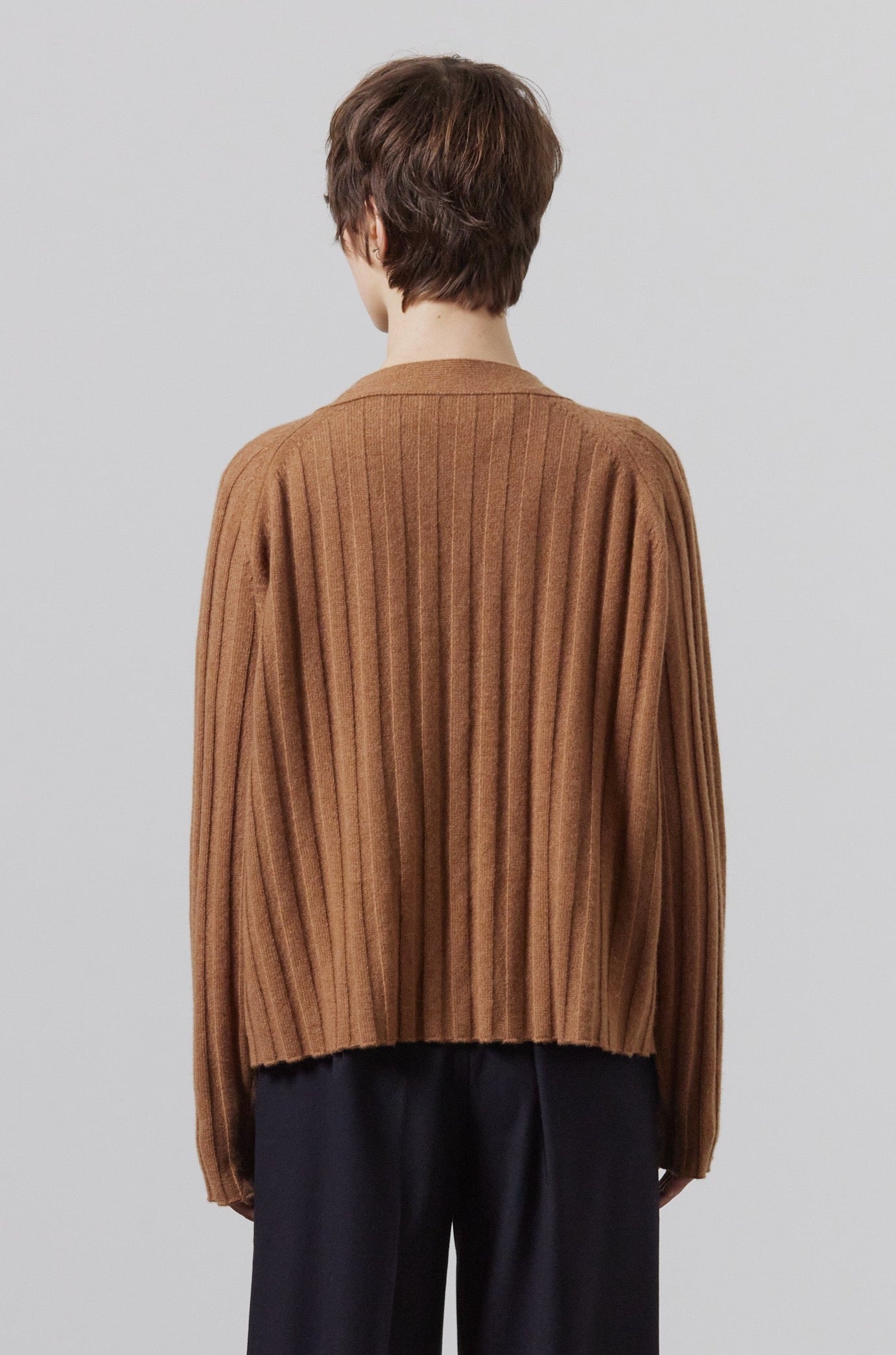 Laing Home Lizzie Ribbed Cashmere Cardigan - Tan | Garmentory