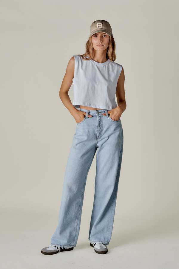 LESET CROP SLEEVELESS MARGO TANK - WHITE | Garmentory