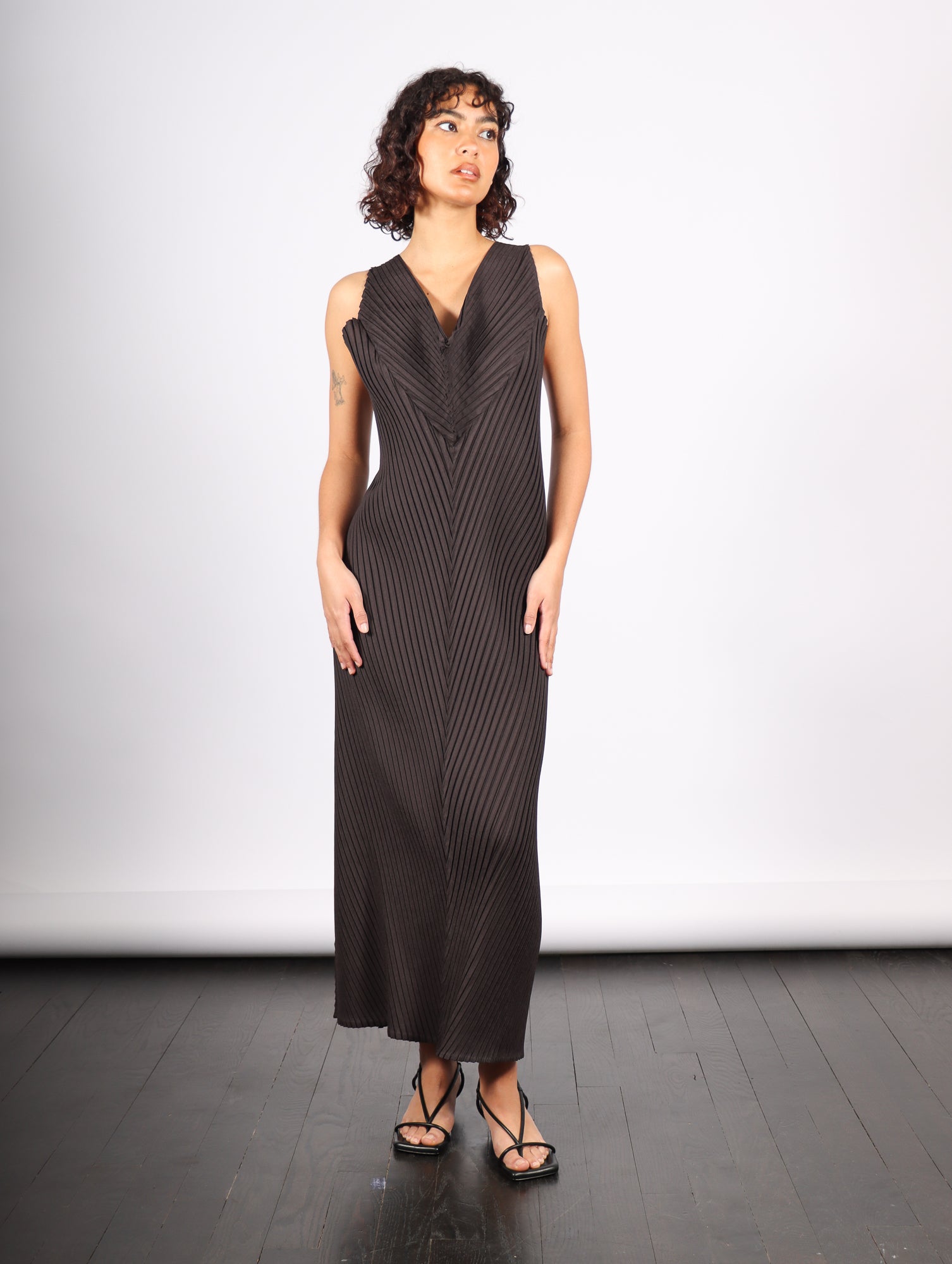 Issey Miyake Paper Like Pleats Dress - Black | Garmentory