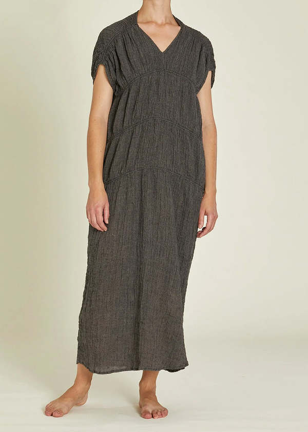 Black Crane Gem Neck Dress - Grey Navy | Garmentory