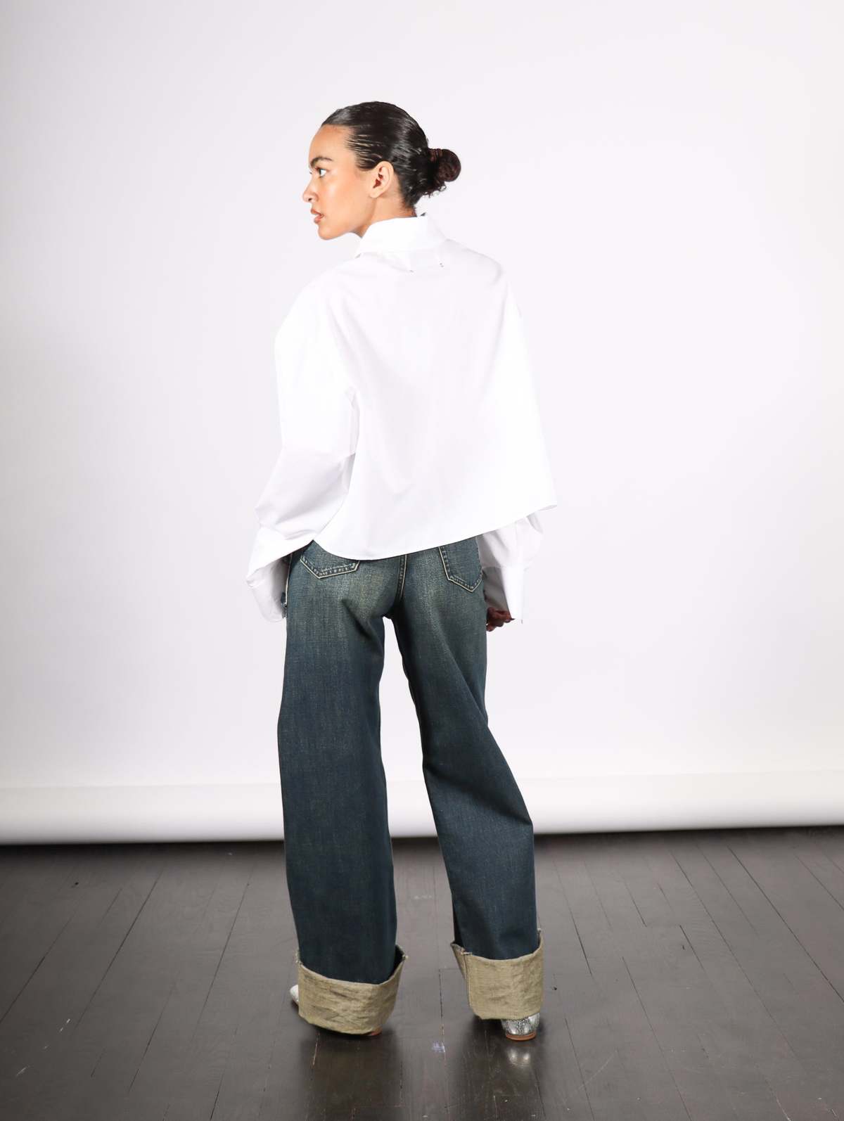 Calcaterra Square Cropped Shirt - White | Garmentory