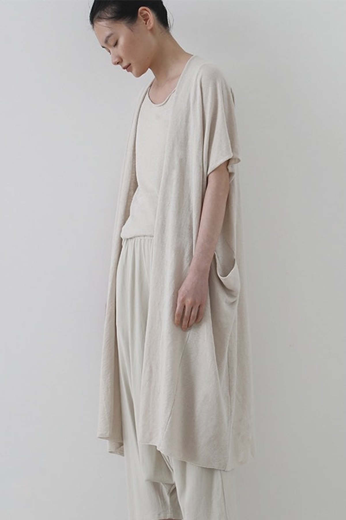 Evam Eva Linen Robe Vest - ivory | Garmentory