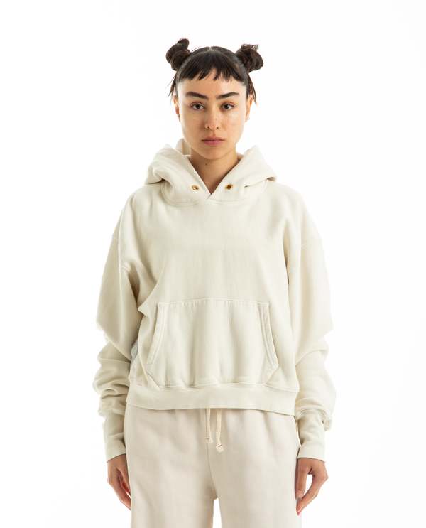 Les Tien Cara Crop Hoodie sweater - Ivory | Garmentory