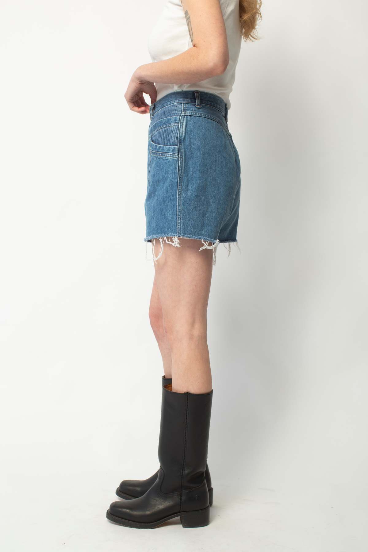 Vintage High-Rise Denim Cut-Offs denim - blue | Garmentory