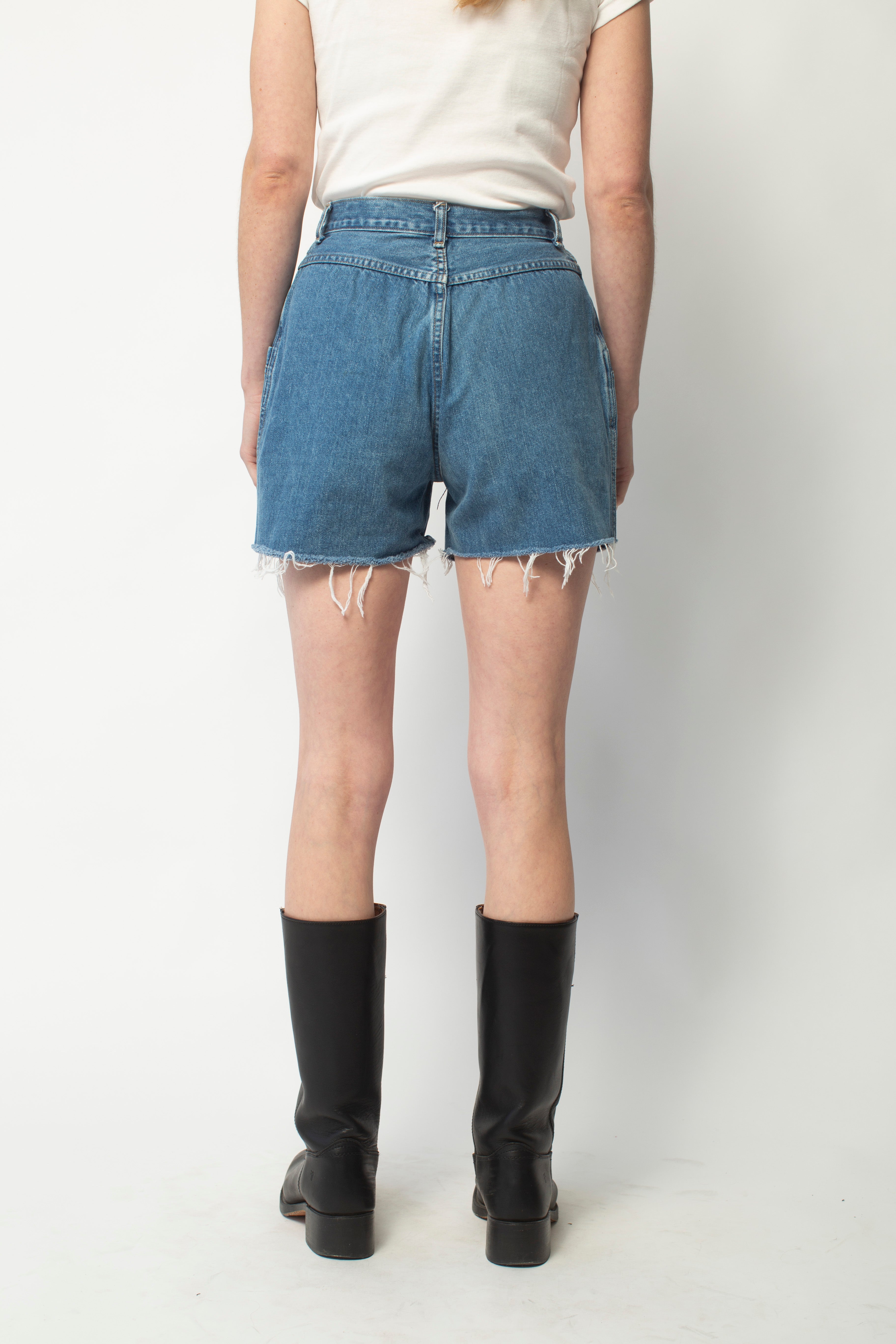 Vintage High-Rise Denim Cut-Offs denim - blue | Garmentory