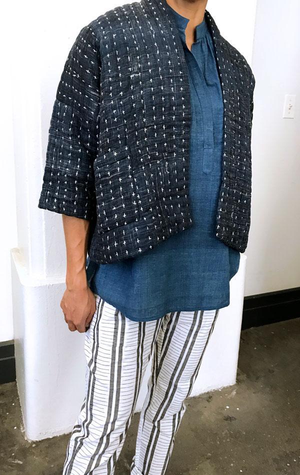 Neeru Kumar Blanket Kantha Jacket in Indigo | Garmentory