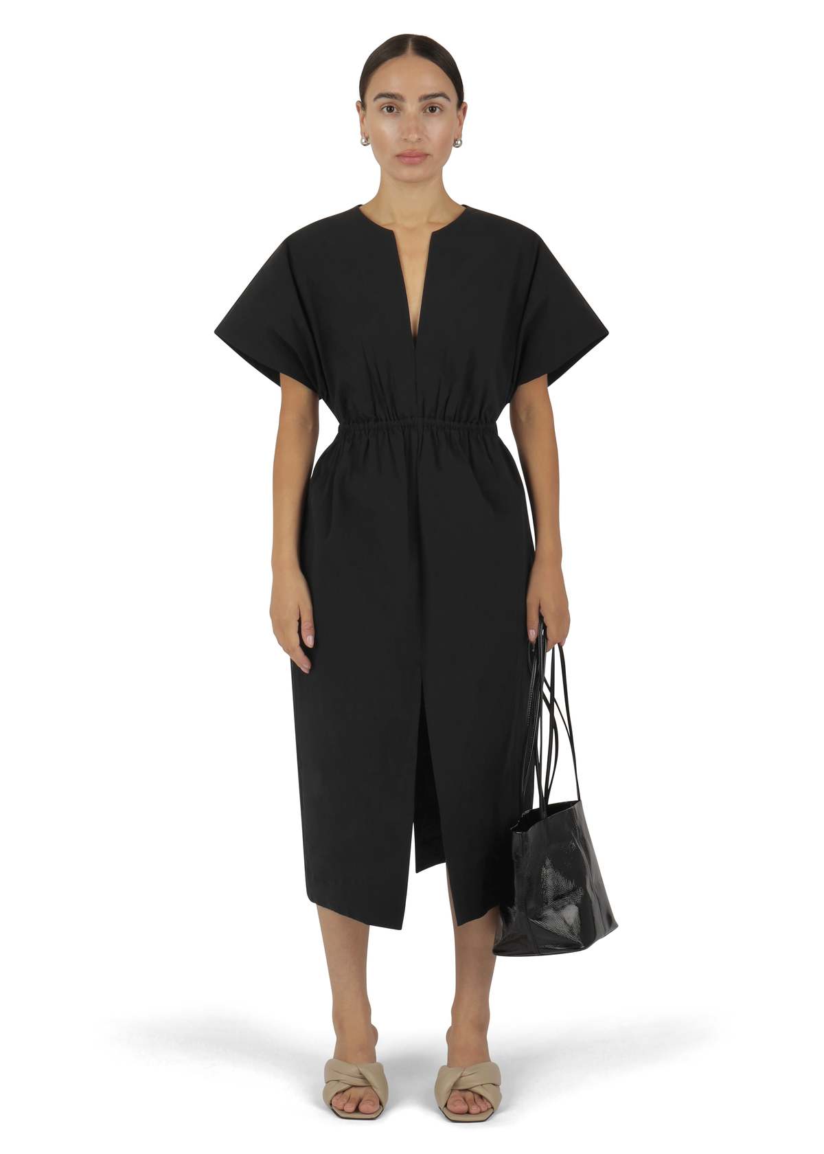 Modern Weaving Italian Stretch Crinkle Cotton Open Back Tunic Neck ...