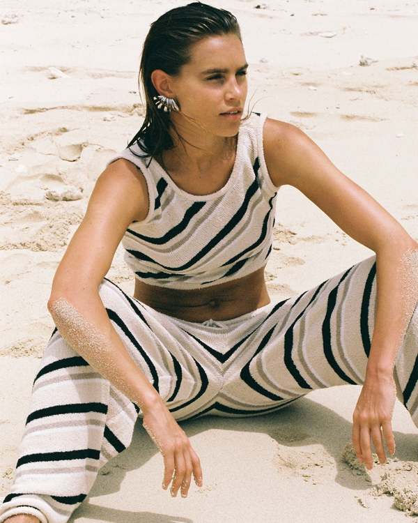 Zulu & Zephyr HUSK STRIPE KNIT TOP - Black/White | Garmentory