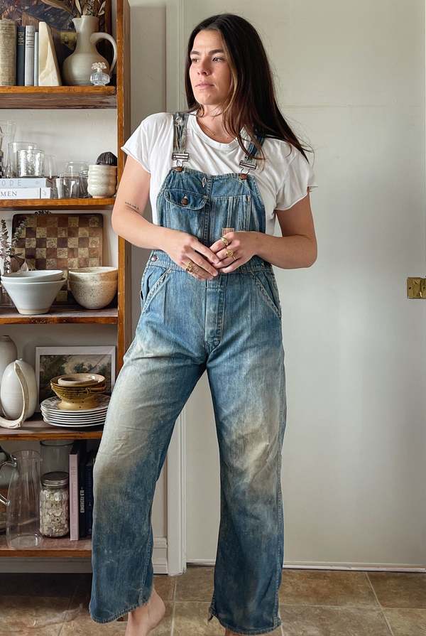 The Ludlow Shop Distressed 1940s Overalls - Blue | Garmentory