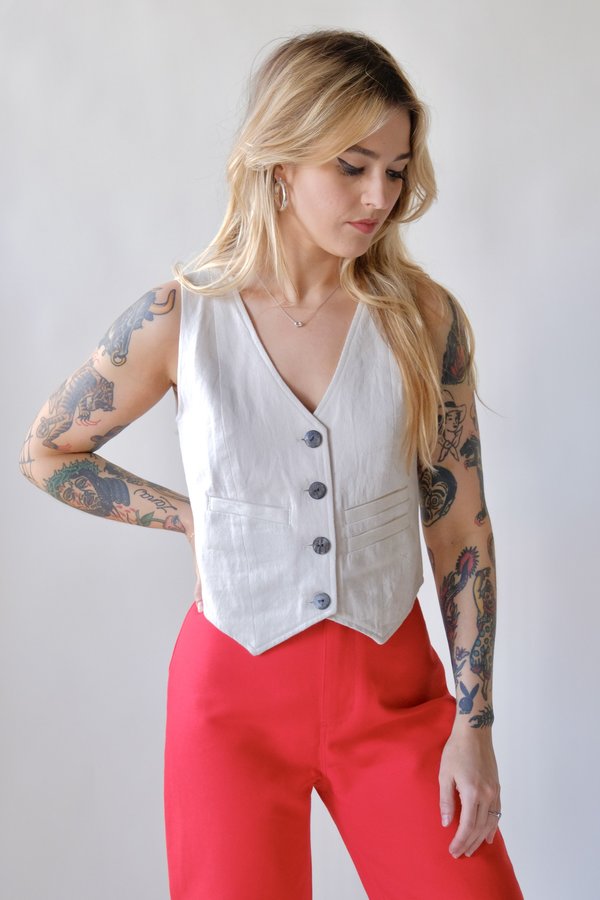 Maria Stanley Farra Vest - Bone | Garmentory