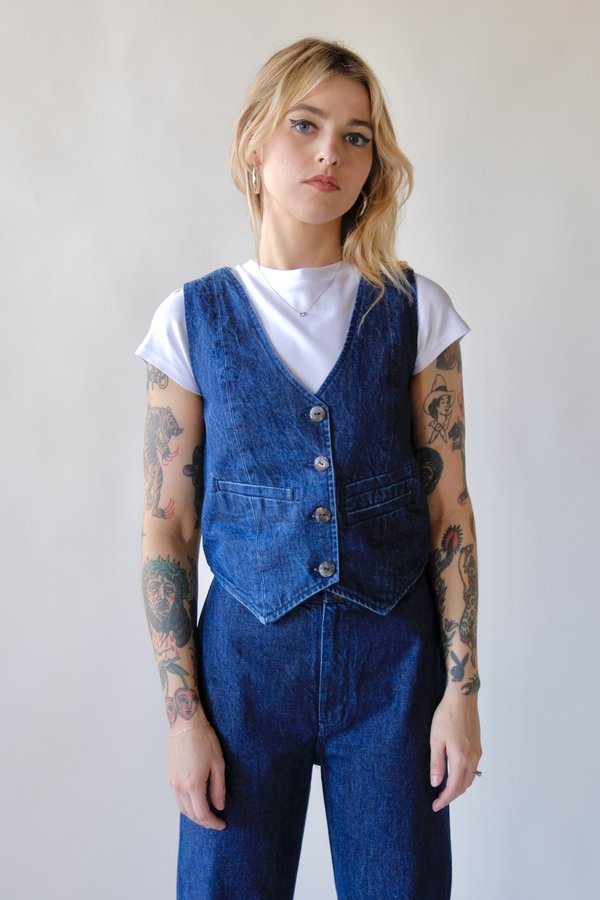 Maria Stanley Farra Vest - Denim | Garmentory