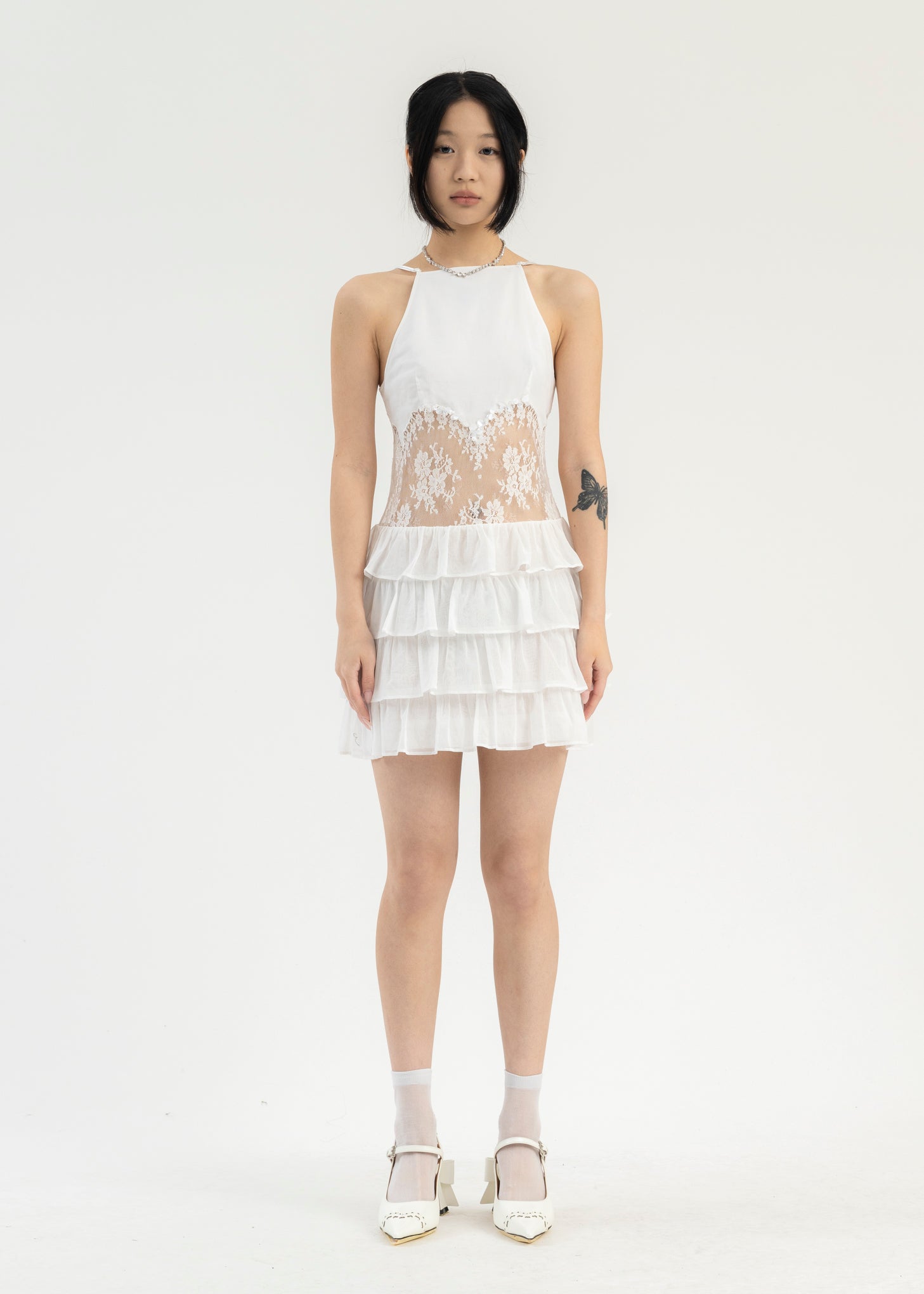 Shushu/Tong Patchwork Multi-Layer Short Dress - White | Garmentory