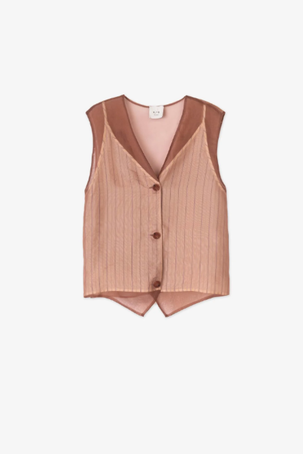 Alysi Tailored Transparent Silk Vest - Mahogany | Garmentory