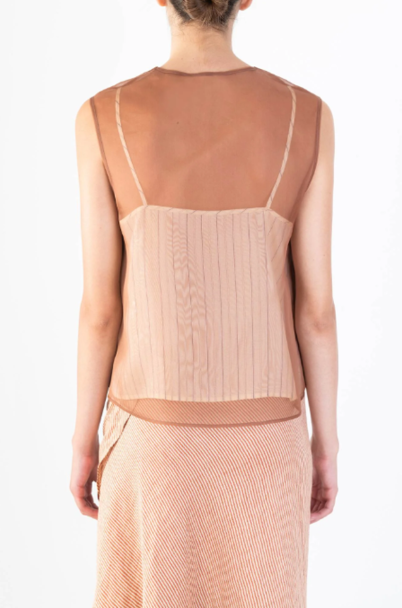 Alysi Tailored Transparent Silk Vest - Mahogany | Garmentory