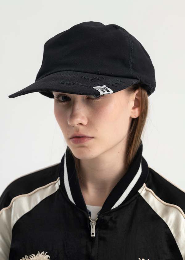 Mihara Yasuhiro Damege Processing Textile Cap - Black | Garmentory