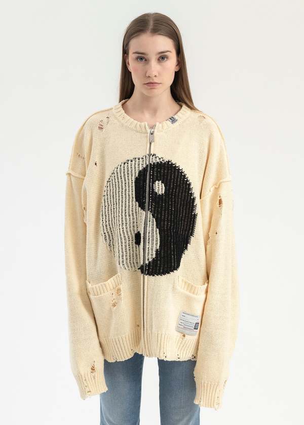 Mihara Yasuhiro INSIDE OUT KNIT CARDIGAN - WHITE | Garmentory