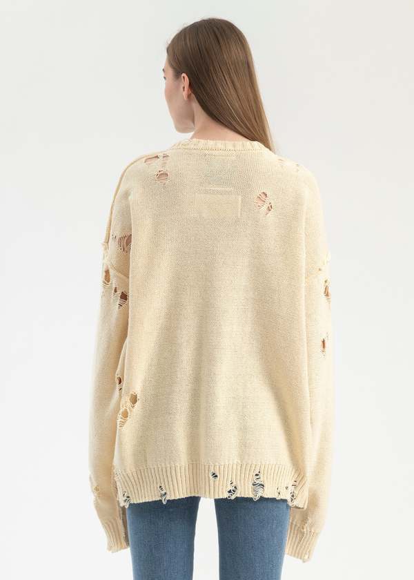 Mihara Yasuhiro INSIDE OUT KNIT CARDIGAN - WHITE | Garmentory