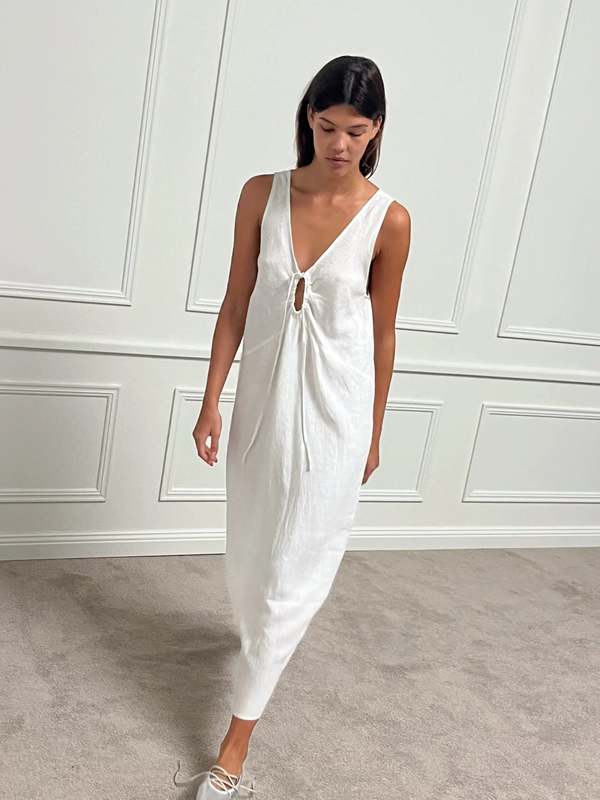 Deiji Studios Keyhole Dress - White | Garmentory