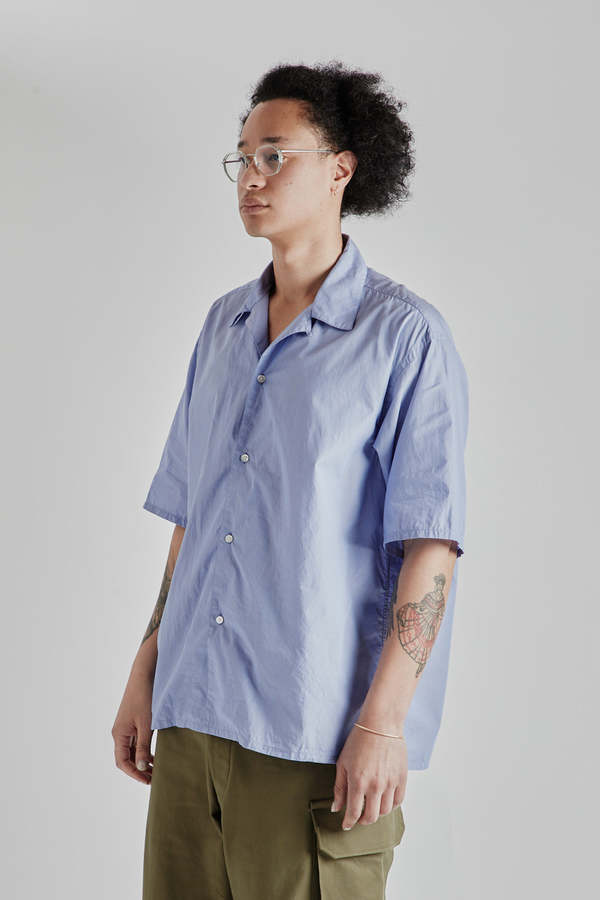 Blurhms Chambray Open Collar Shirt - Saxe | Garmentory