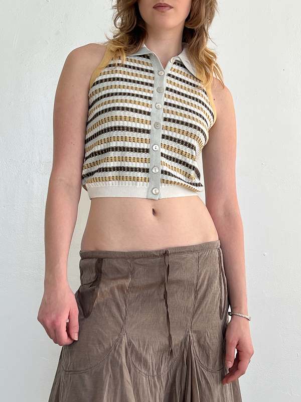 Vintage Cropped Knit Vest - Stripe | Garmentory