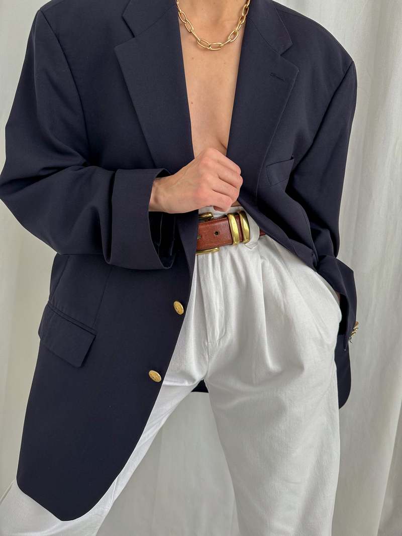 Vintage Marine Ralph Polo Wool University Blazer - Navy | Garmentory