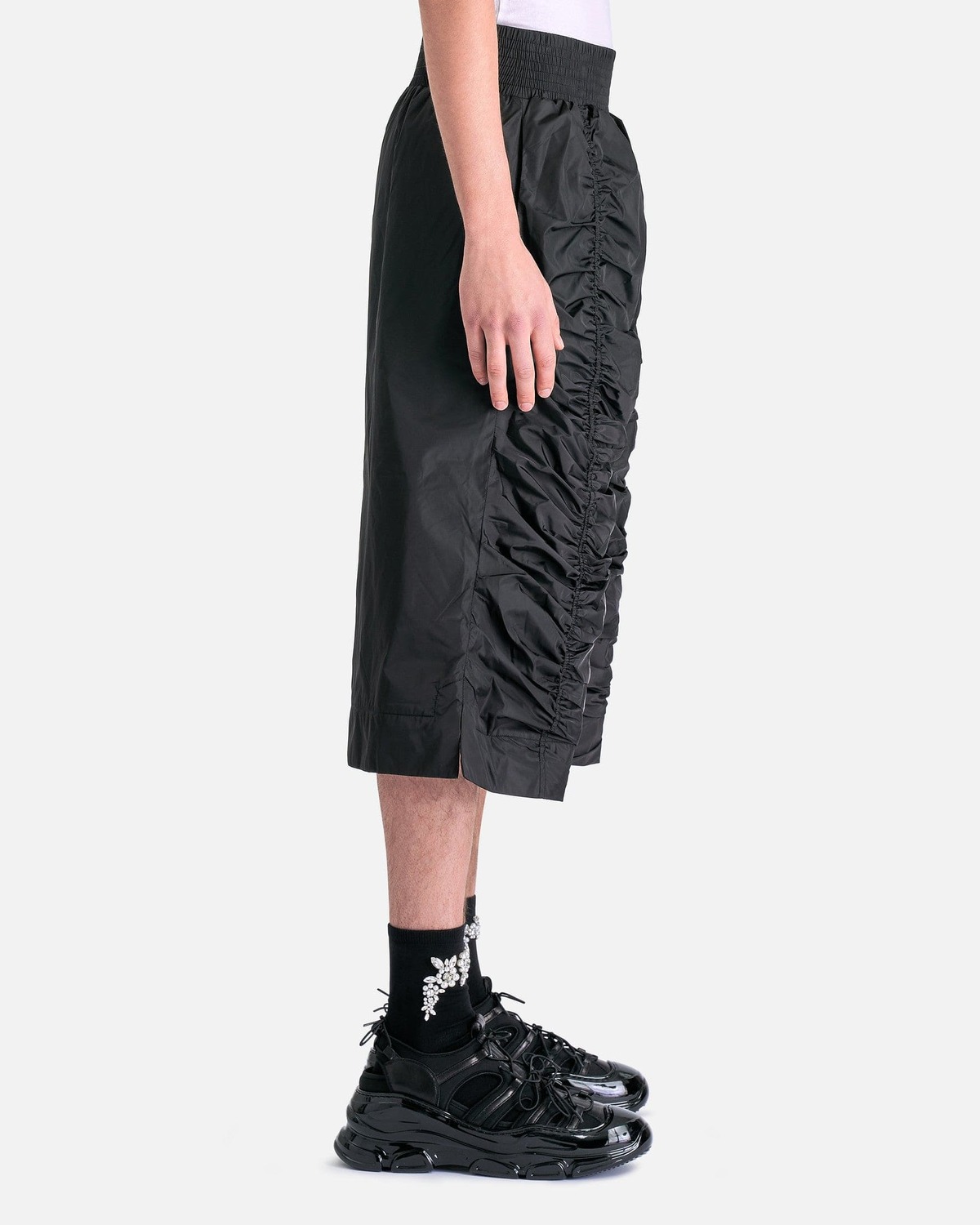 Simone Rocha Boxing Shorts with Ruching - Black | Garmentory