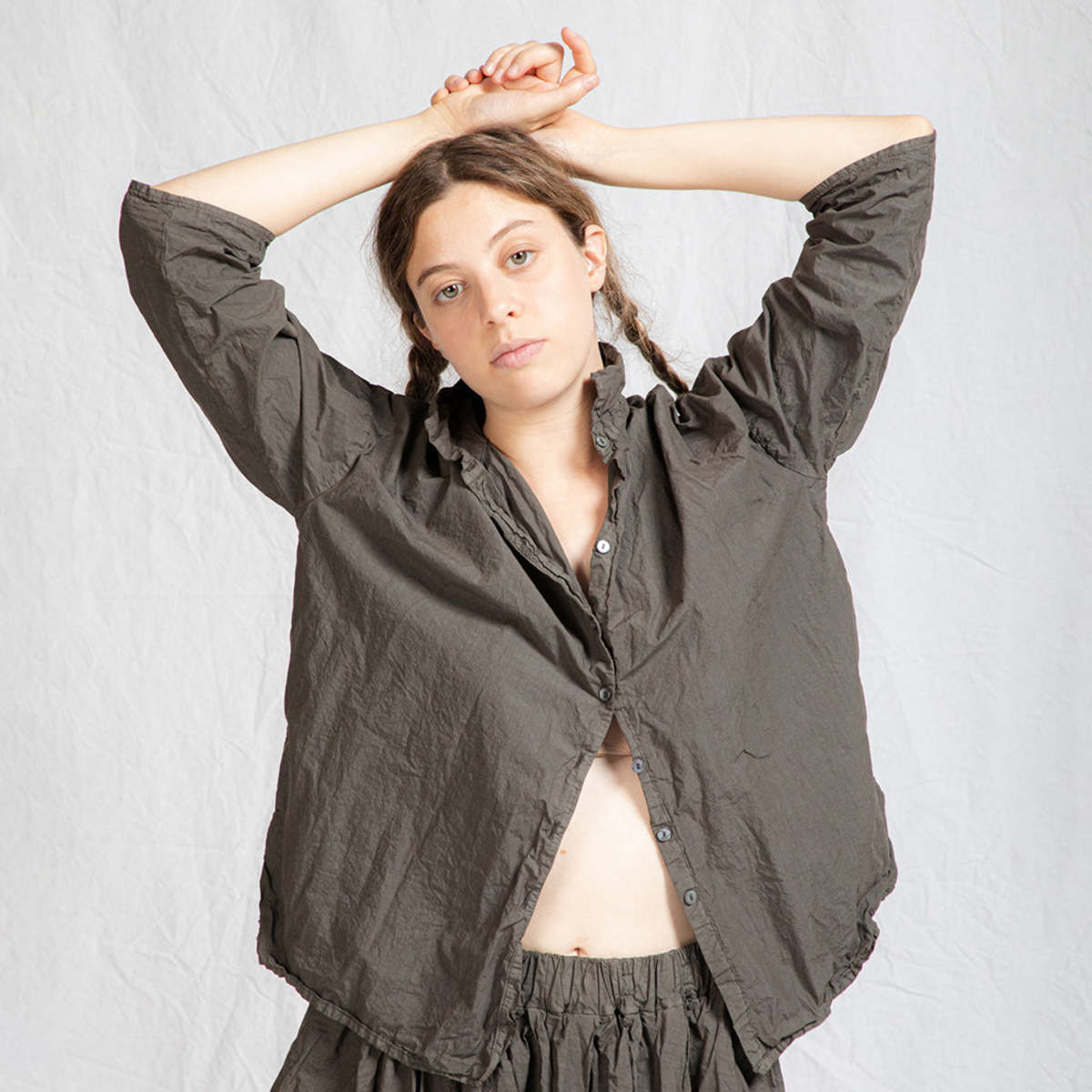 Album Di Famiglia Woman Short Collar Shirt - Cream | Garmentory