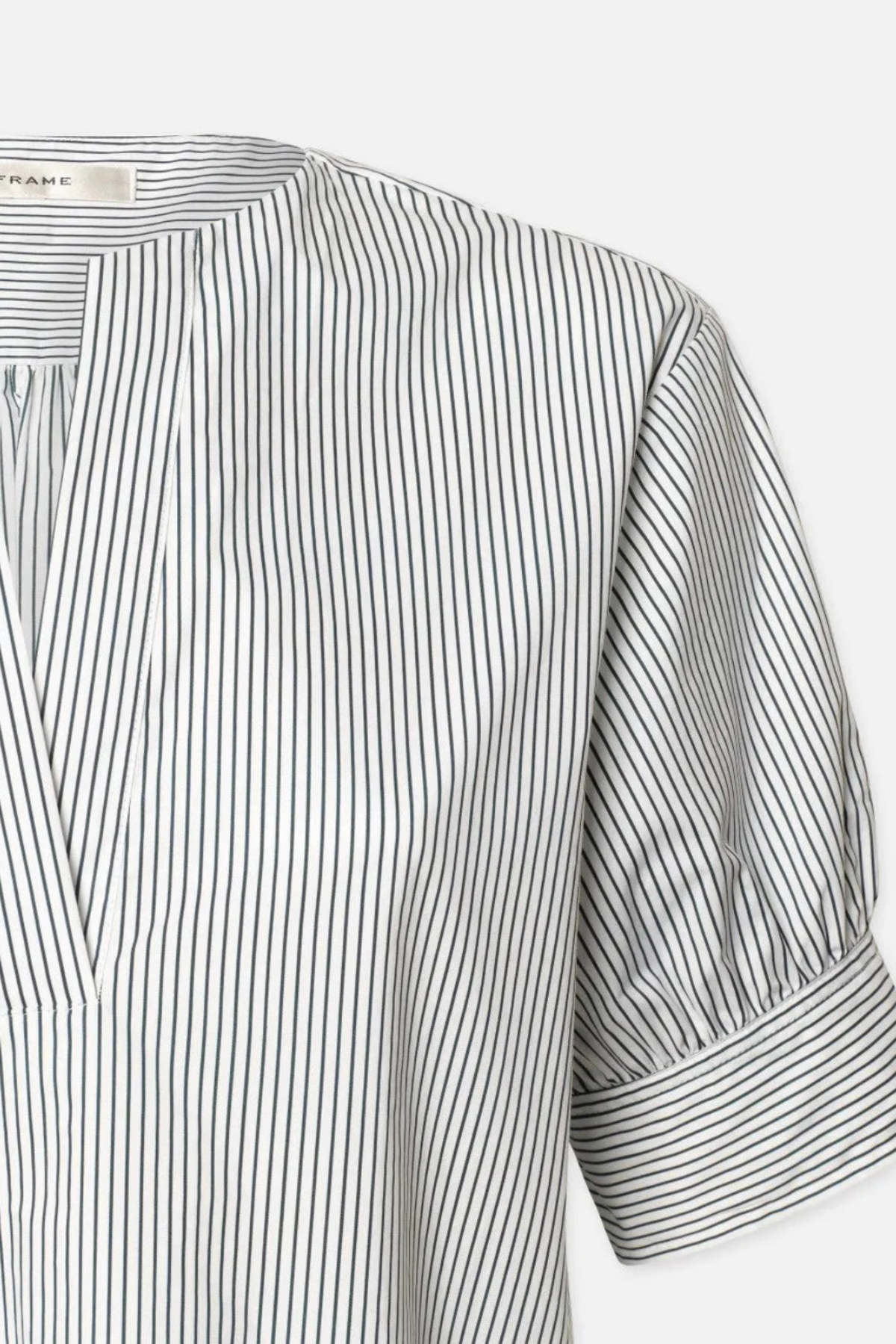 FRAME Denim V-Neck Popover Top - Navy Stripe | Garmentory