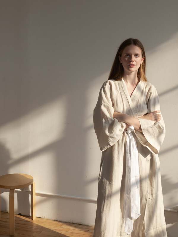 Deiji Studios The 02 Robe - Oatmeal/White Tie | Garmentory