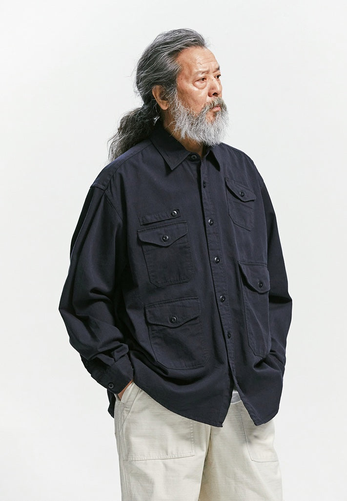 FrizmWorks Twill Utility Pocket Shirt Jacket - Navy | Garmentory