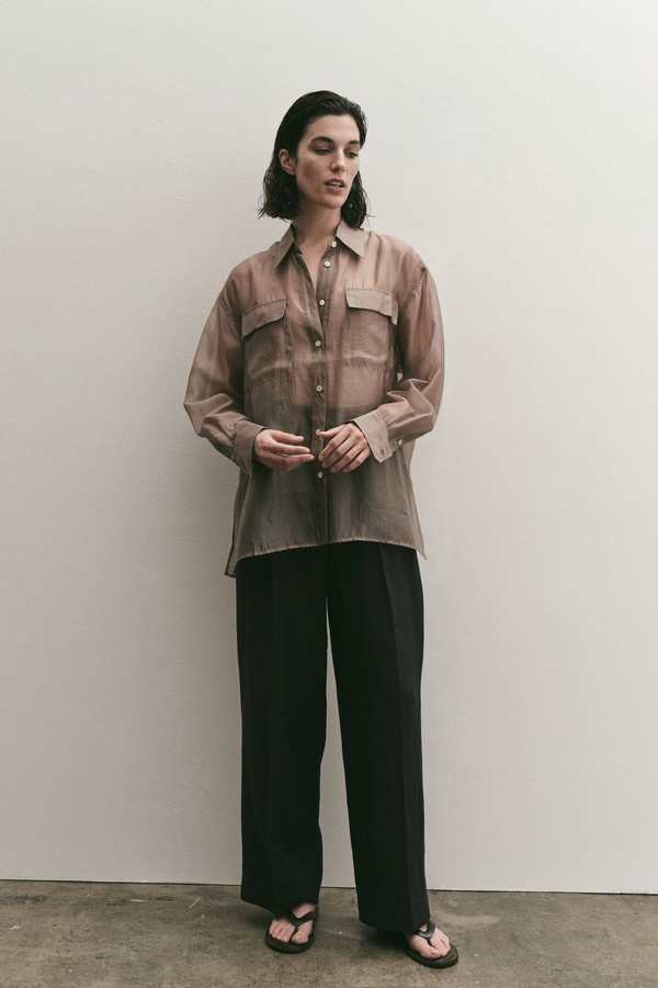 Organza Sheer Blouse - Dark Beige | Garmentory