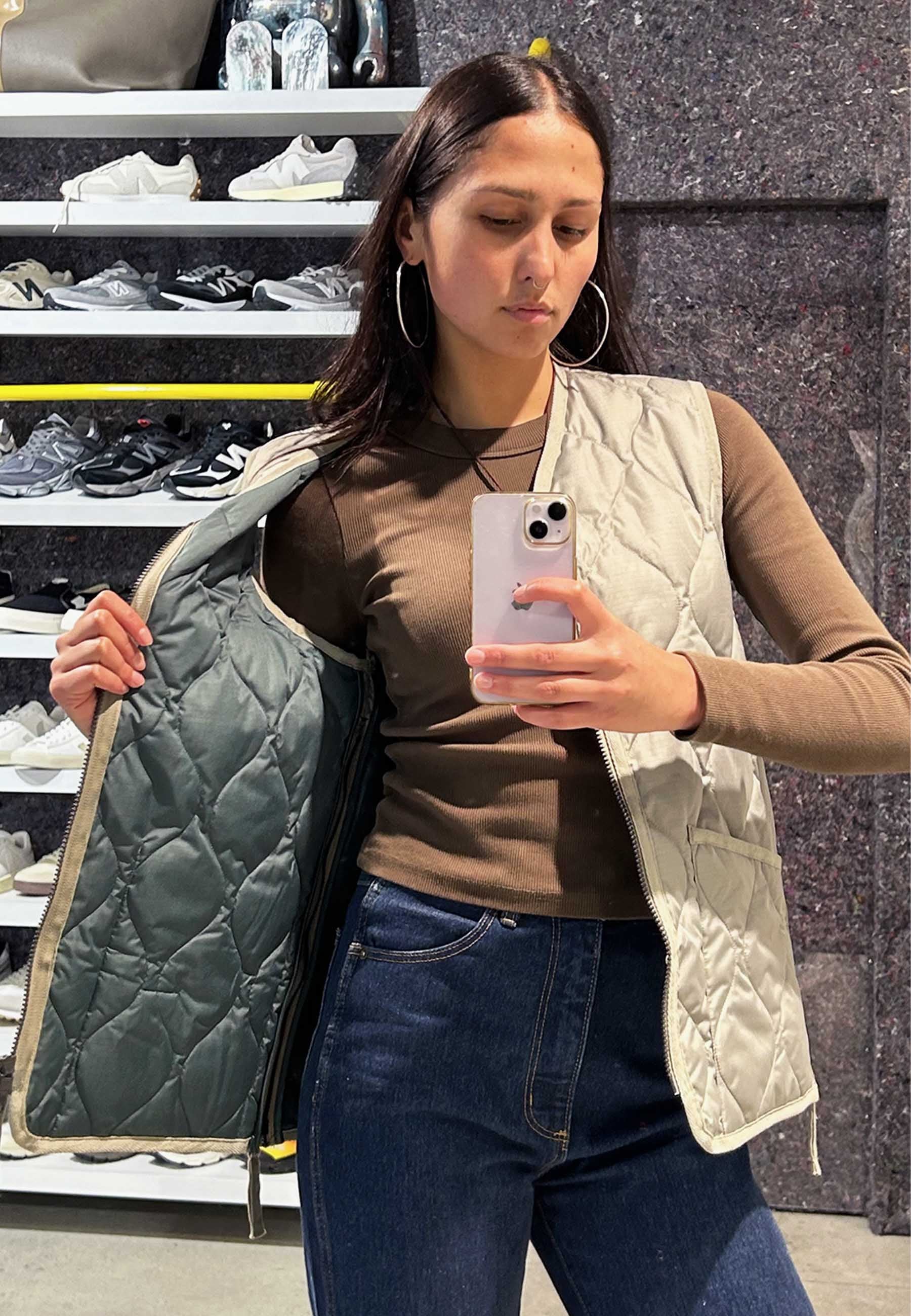 TAION Military Zip V Neck Down Vest - Dark Sage Green | Garmentory